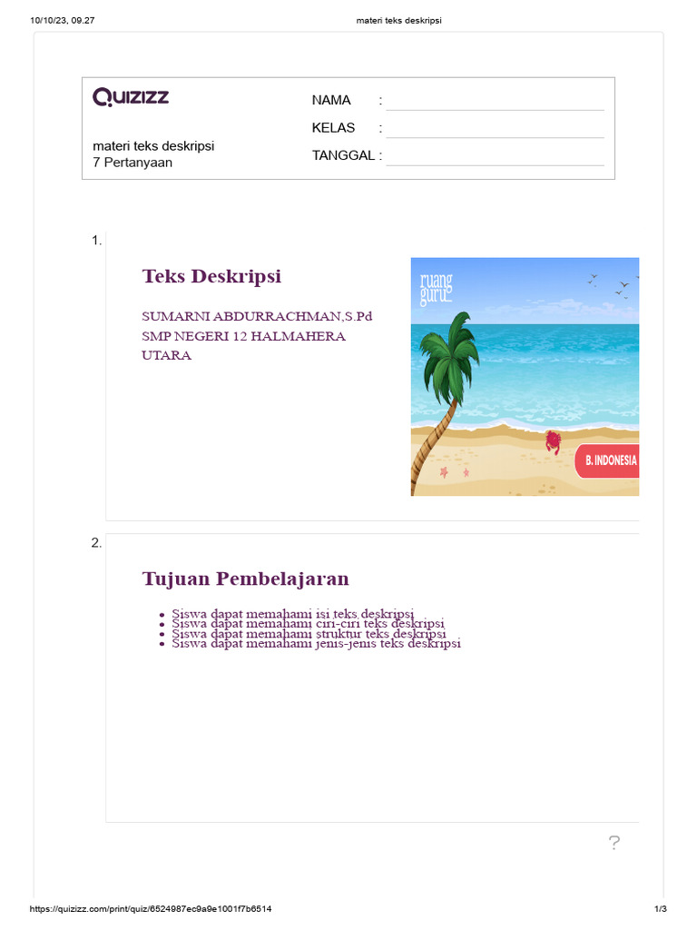 materi teks deskripsi | PDF