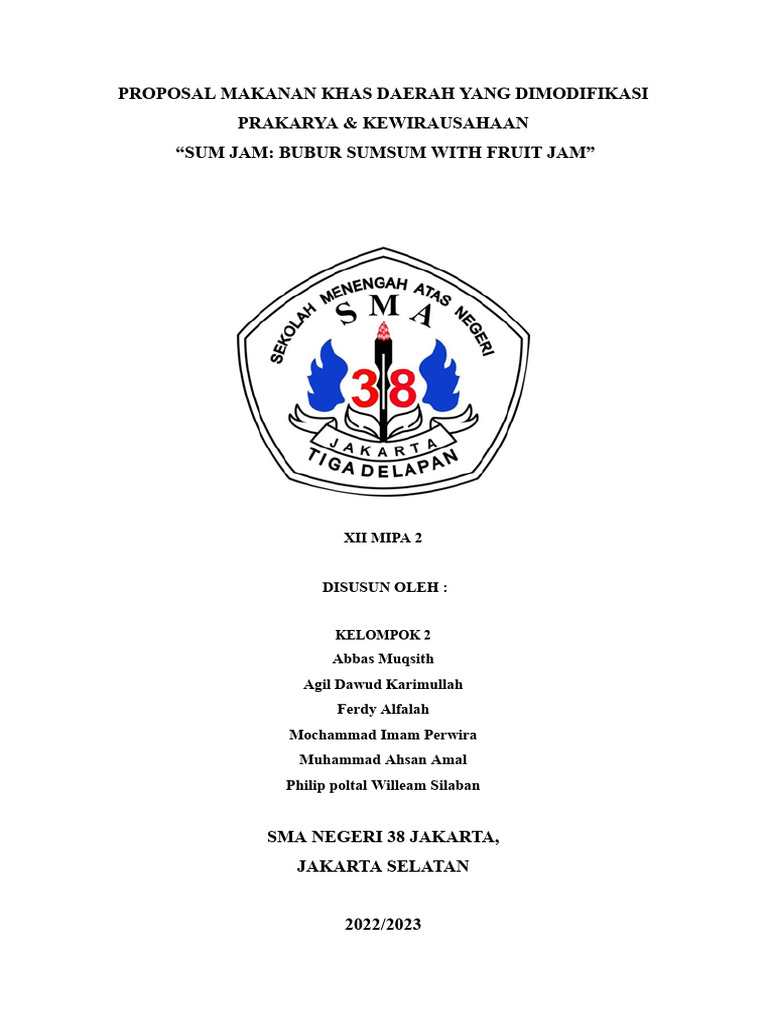 Proposal Sum Jam - Kelompok 2 - XII MIPA 2 | PDF
