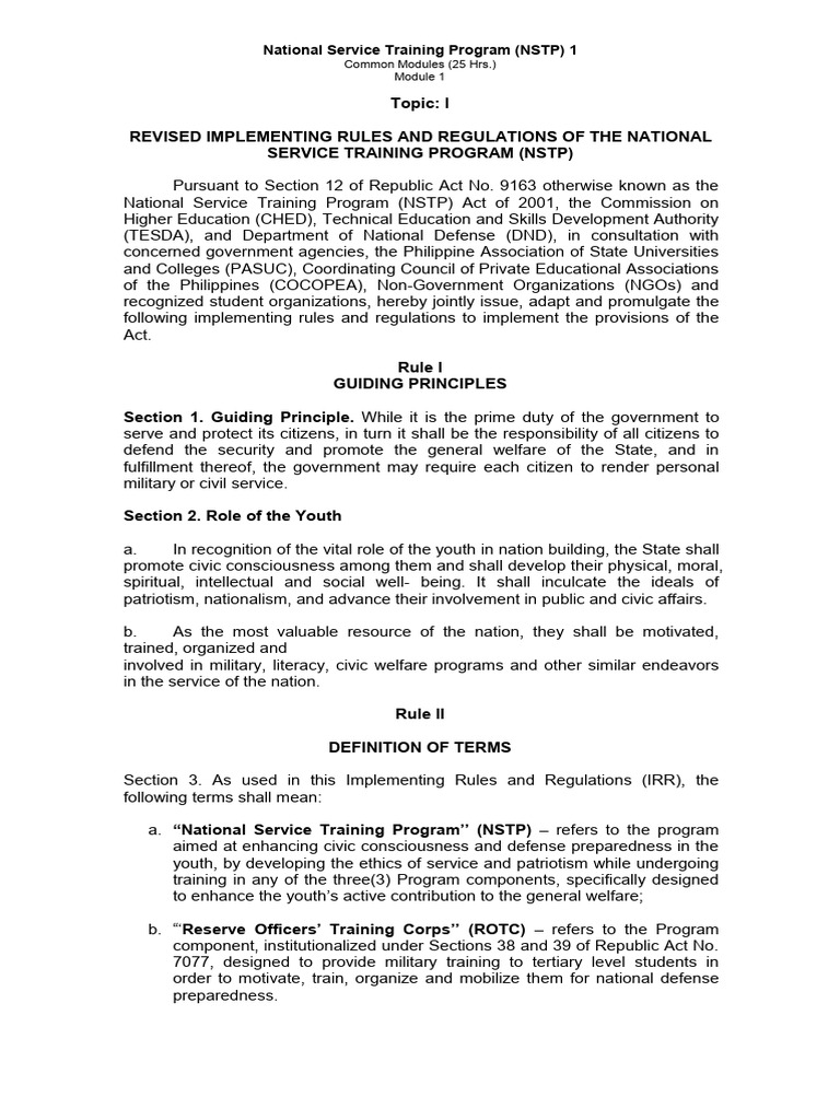 NSTP 1 Topic 1 | PDF