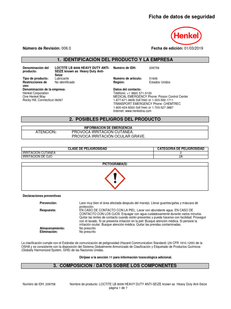 LOCTITE LB 8009 HEAVY DUTY | PDF | Petróleo | Compuestos químicos
