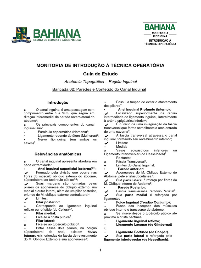 S7B2 - Região Inguinal - Paredes e Conteúdo | PDF | Anatomia humana ...