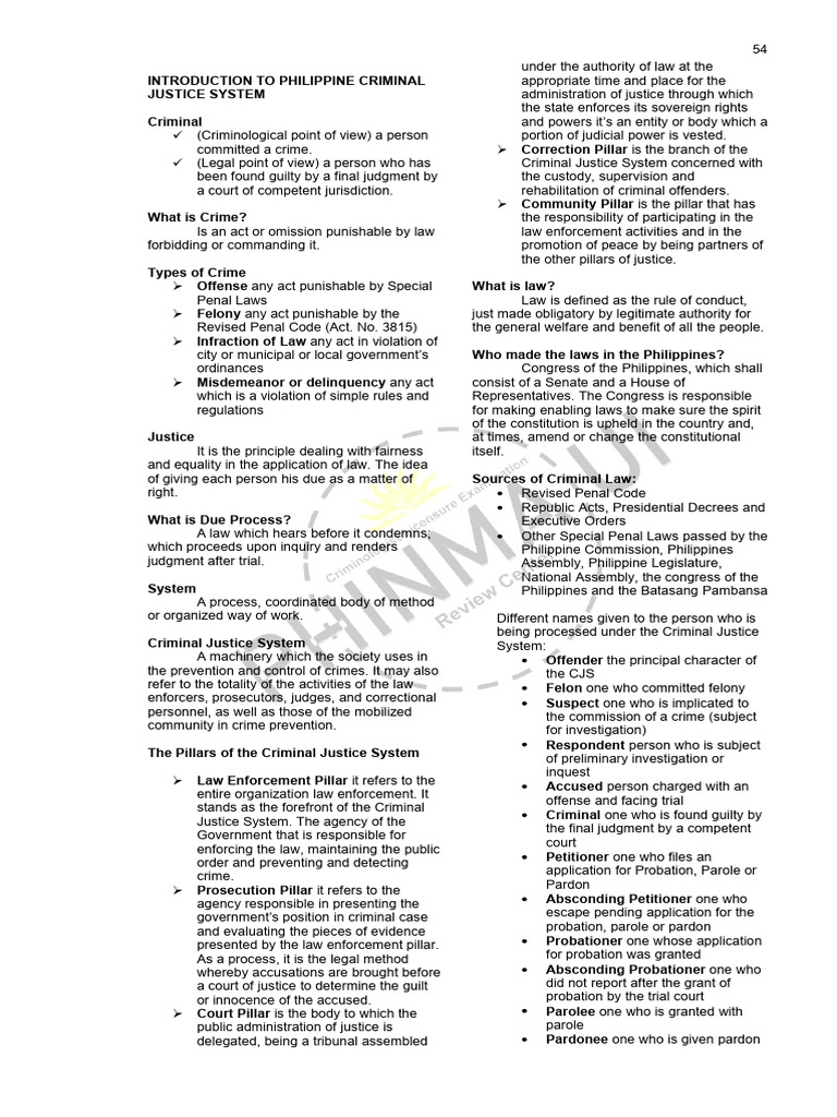Intro To PCJS - Review Mat | PDF | Burden Of Proof (Law) | Prosecutor
