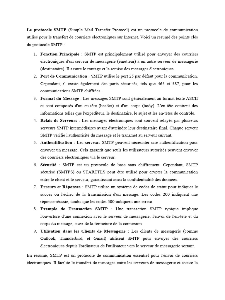 Comprendre le protocole SMTP | PDF | Serveur (Informatique) | l'Internet