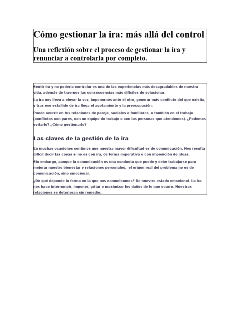 IRA 2 Cómo Gestionar La Ira | PDF | Ira | Las emociones