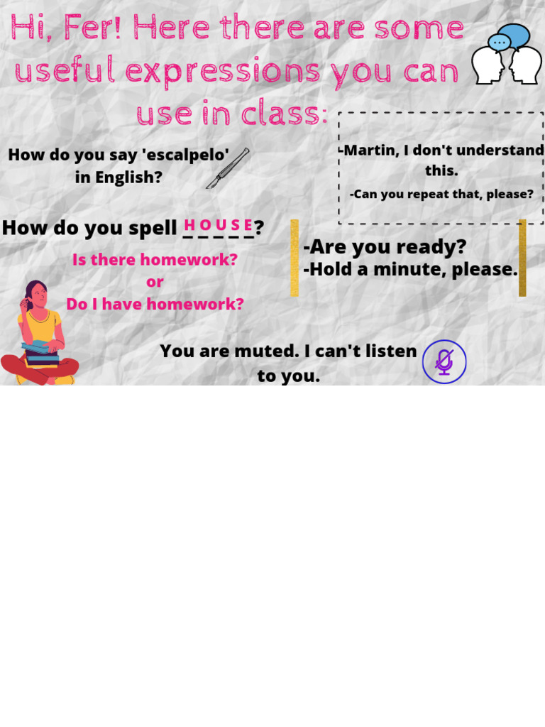 Useful Classroom Expressions in English | PDF
