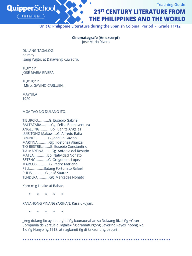 PDF (Texts) - LT 11 - 12 - Unit 6 - Lesson 4 - Drama During The Spanish ...