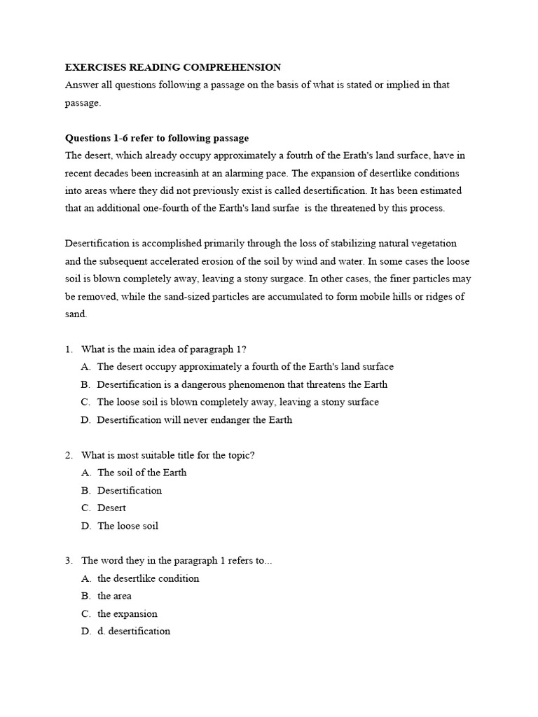 Reading Comprehension Practice Pdf