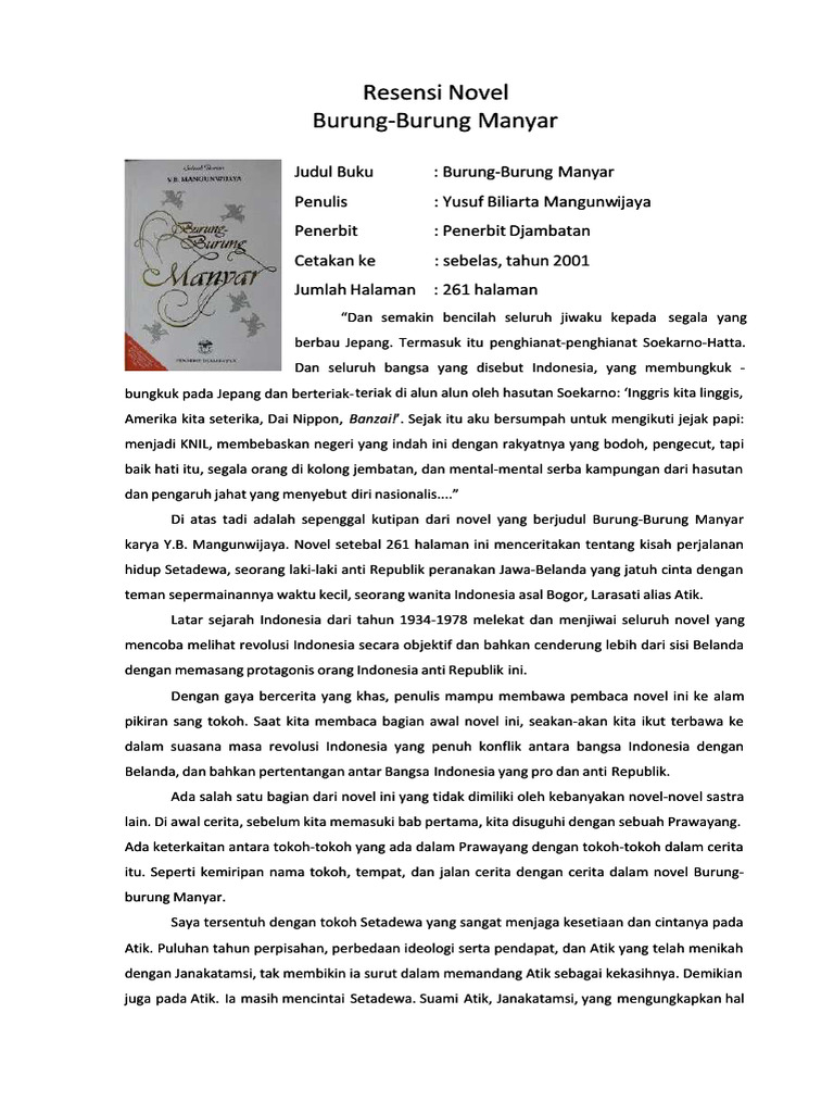 Resensi Novel Burung Burung Manyar | PDF