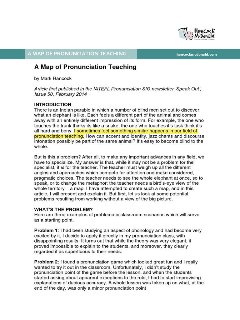 Map of Pronunciation Article | PDF