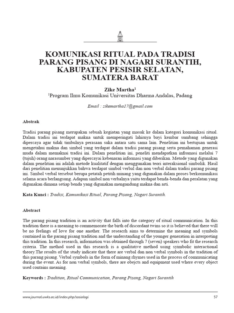 Komunikasi Ritual Pada Tradisi Parang Pi | PDF | Ilmu Sosial
