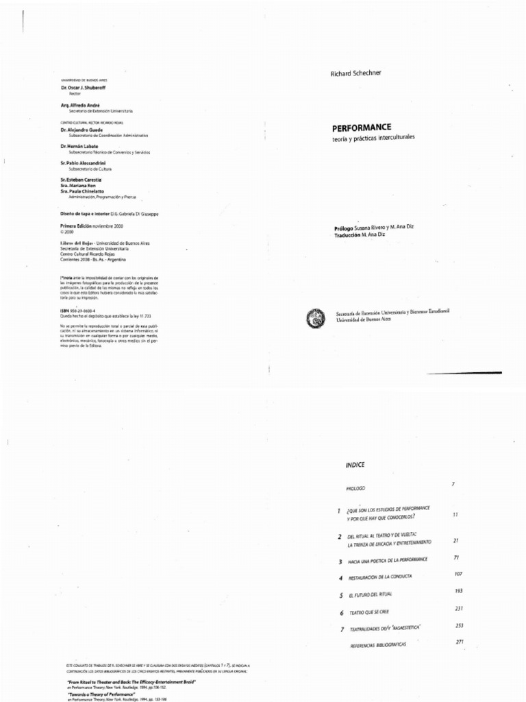 Teoría de la Performance de Schechner | PDF | Arte de performance
