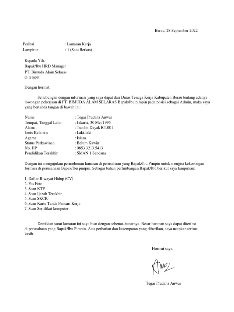 Berkas Lamaran | PDF