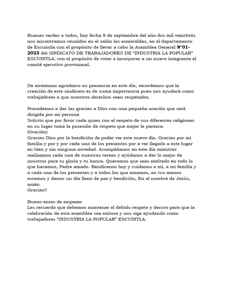 Programa de Asamblea | PDF | Oración