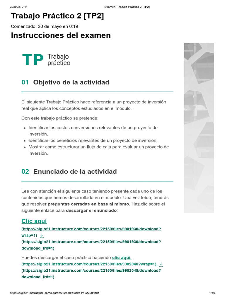 Examen - Trabajo Práctico 2 (TP2) 100 % | PDF