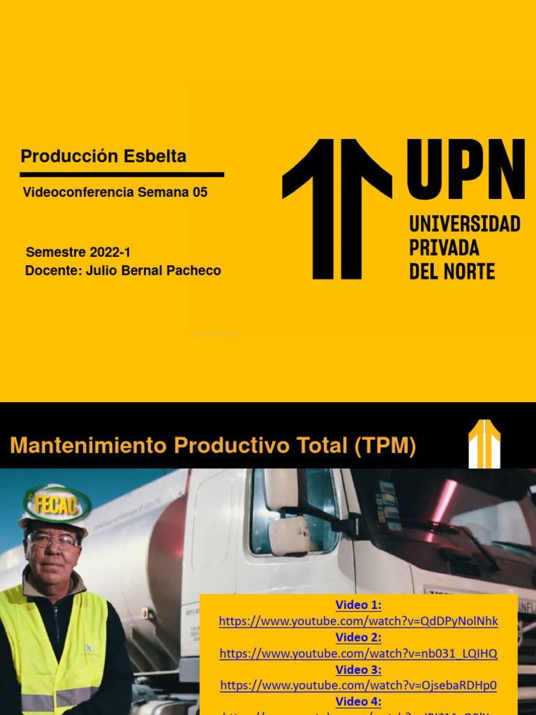 Semana 5 - Producción Esbelta - TPM Upn 2022 | PDF | Tecnología