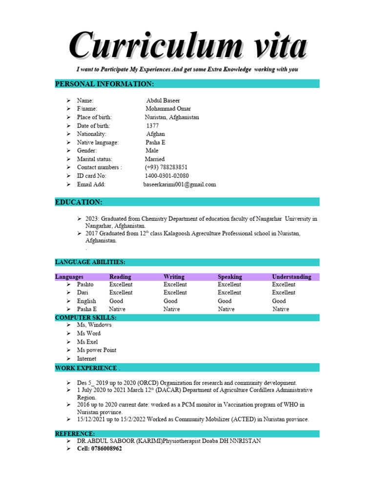 Abdul Baseer CV | PDF