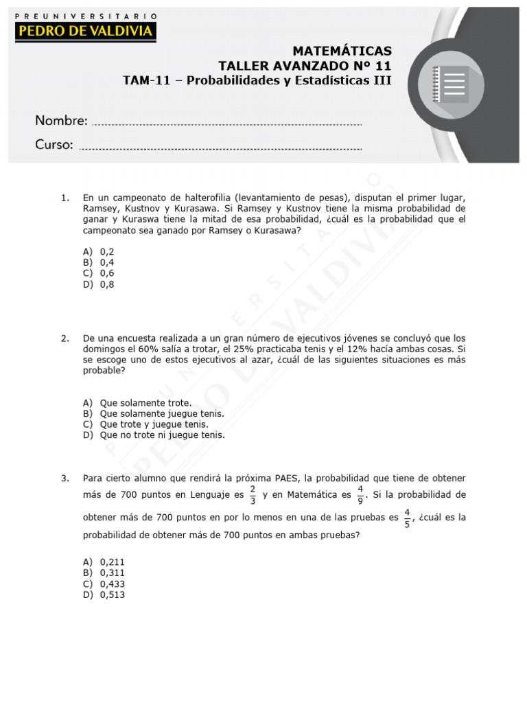 1326-TAM-11 Prob y Estadística III | PDF | Probabilidad | Matemáticas