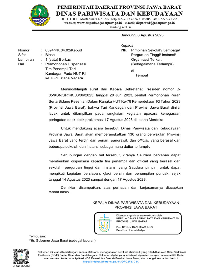 Surat Ijin Penampil HUT RI 12082023 032856 Signed | PDF