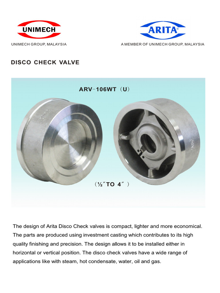 SS Disco Check Valve (Size 15-100) | PDF | Valve | Pressure