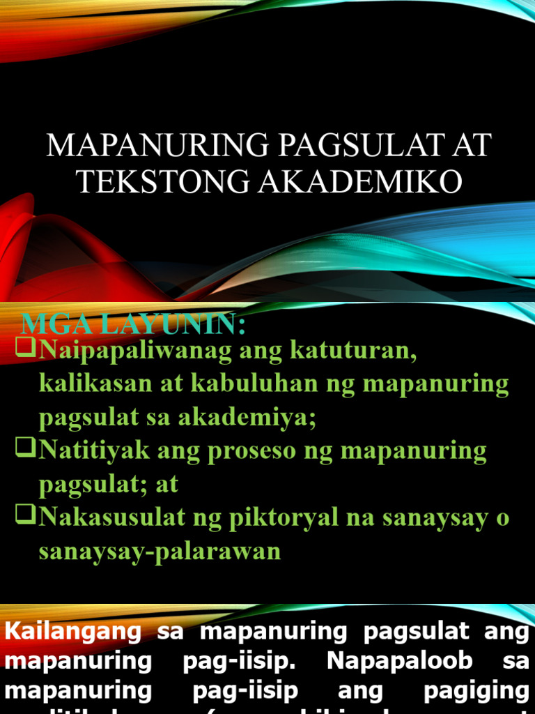 Mapanuring Pagsulat at Tekstong Akademiko | PDF
