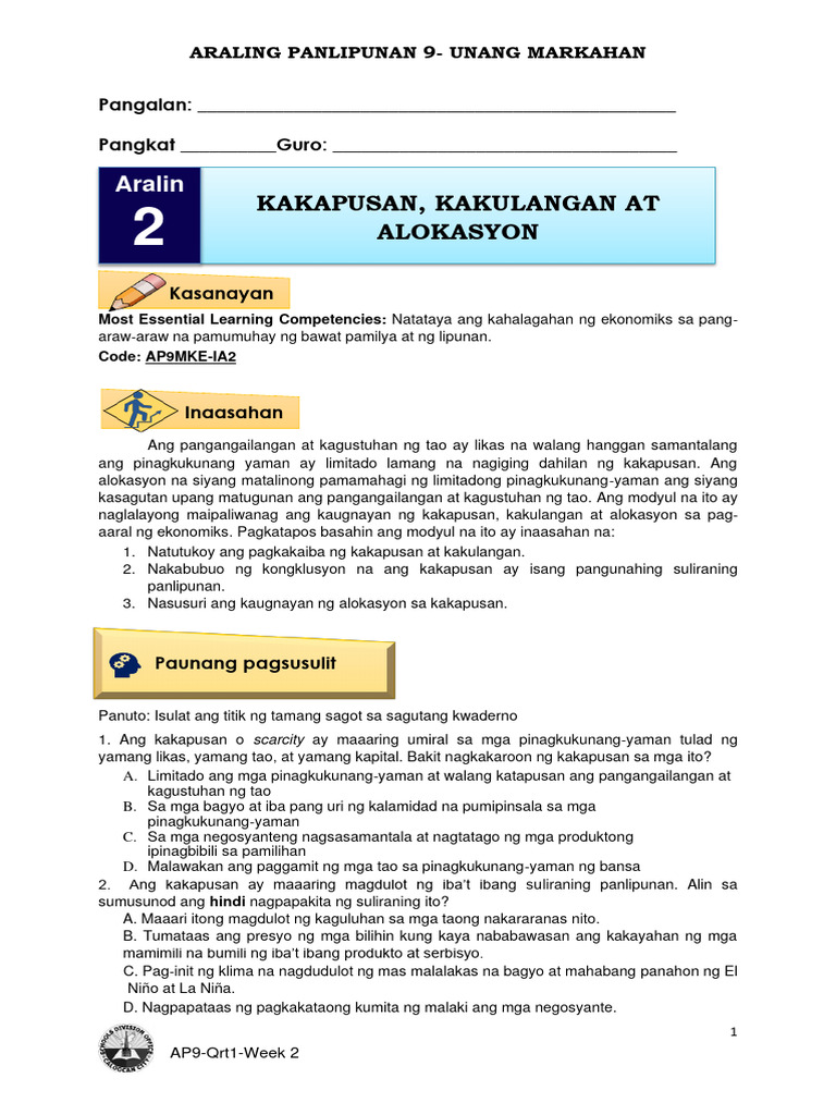9 AP Qrt. 1 Week 2 REValidated | PDF