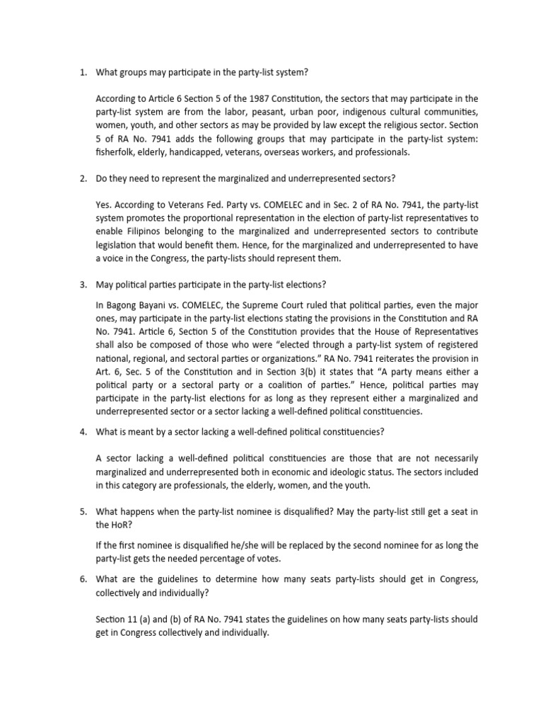 Philippine Party-List System Overview | PDF | Politics