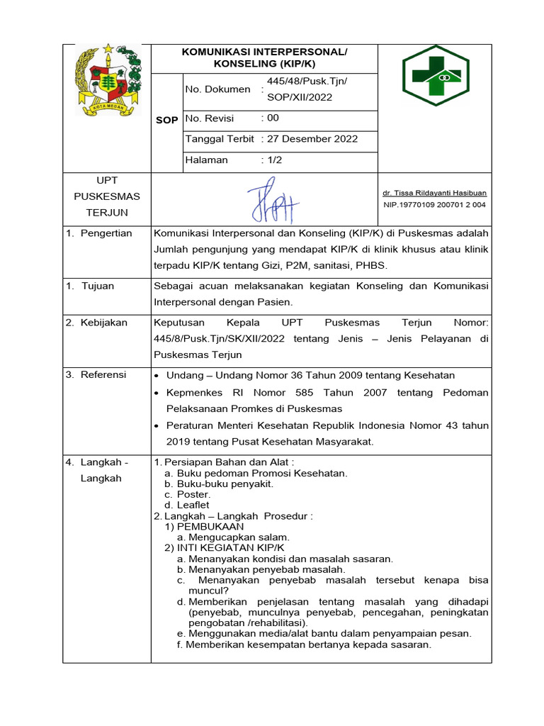 SOP KONSELING KIP-K | PDF
