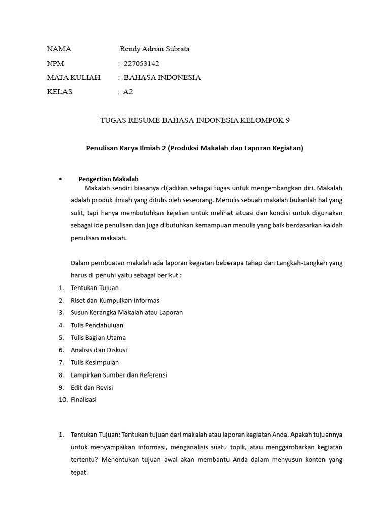 Rendy Adrian Subrata Resume Bindo 9 | PDF