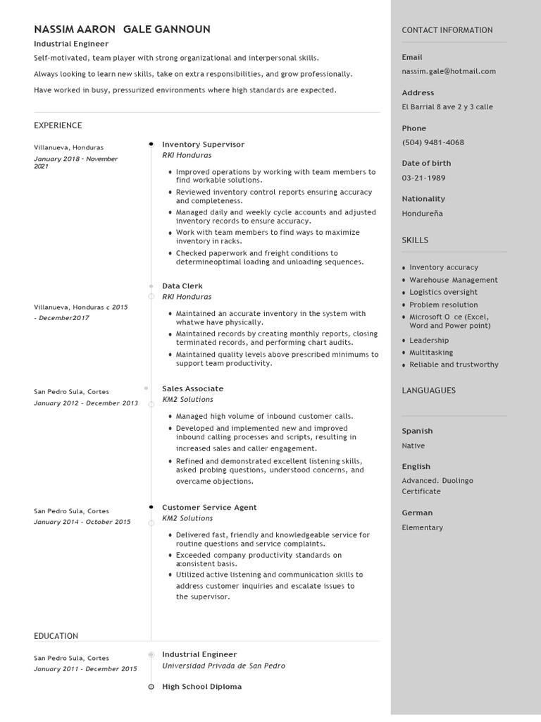Nassim Gale English CV 1 | PDF