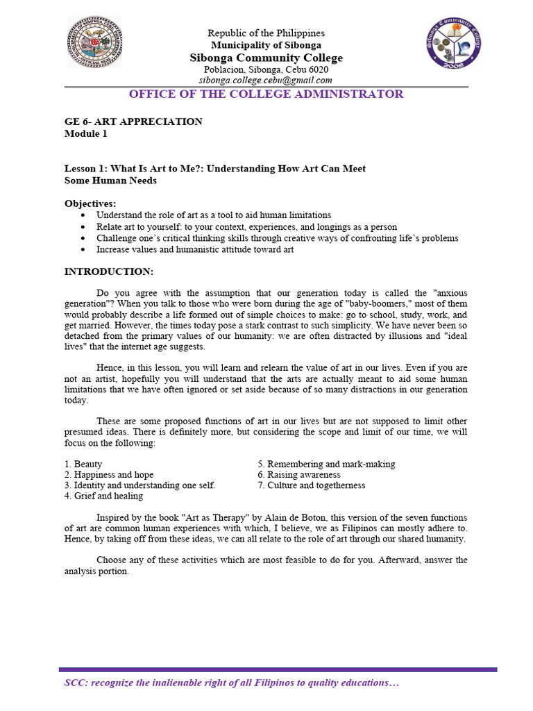 ART APPRECIATION-Module 1 | PDF | Beauty | Experience