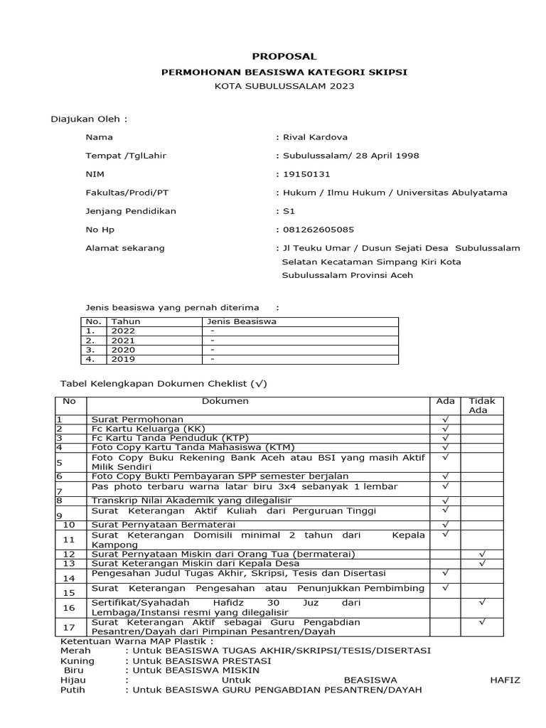 Form Beasiswa 2023-1 | PDF