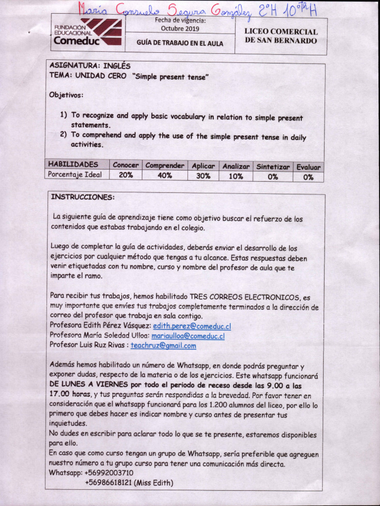 Guía 2 de Ingles | PDF