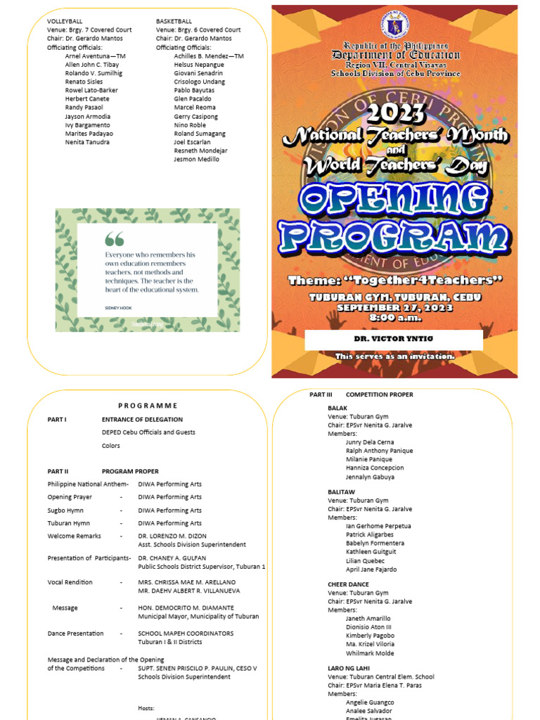 Opening Program Teachers Day Celebration | PDF