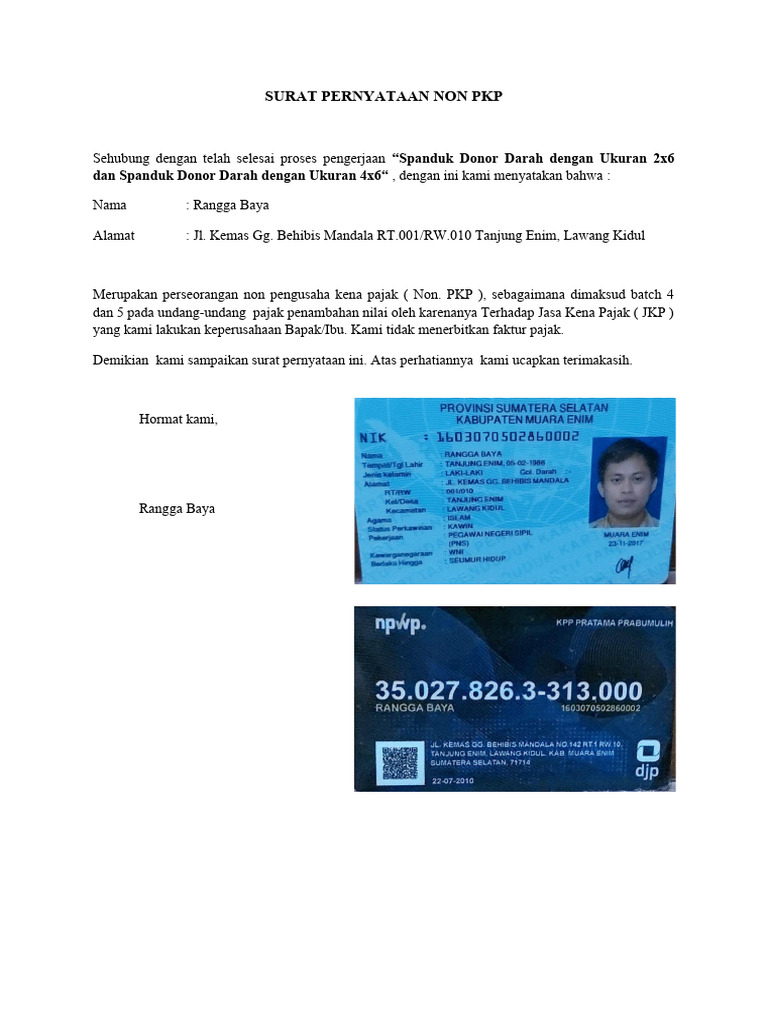 Surat Pernyataan PT - BA Invoice No.103 | PDF