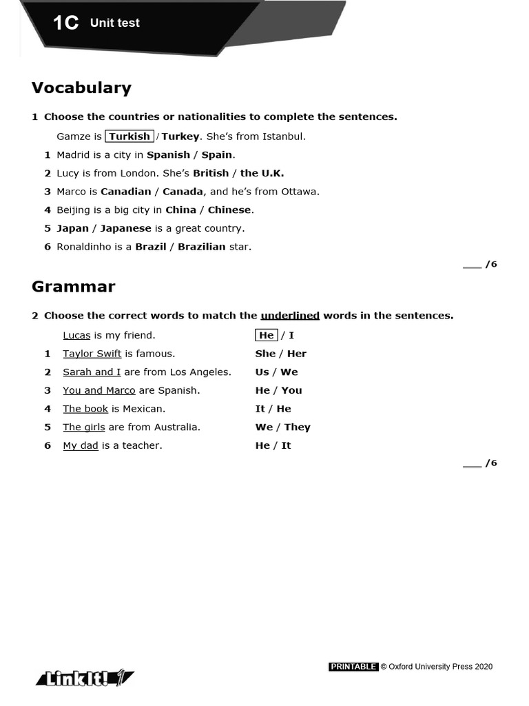 LI - L1 - Unit - Test - 1 Sep | PDF