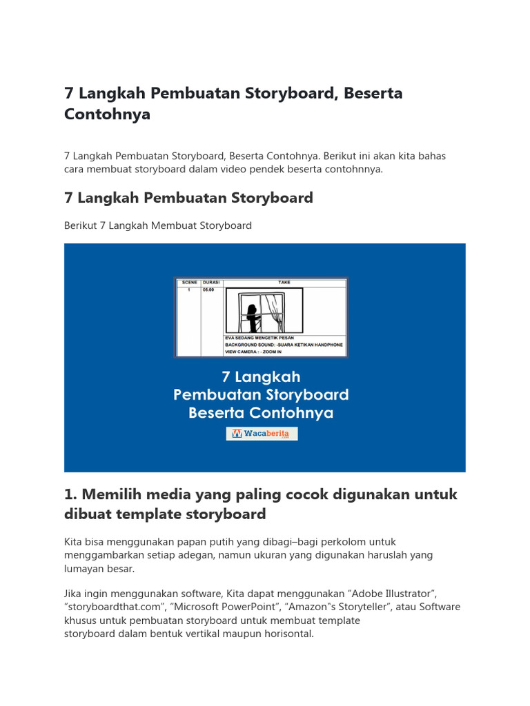 7 Langkah Membuat Storyboard Video | PDF