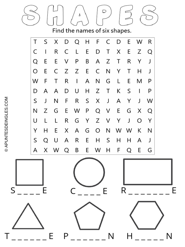 Shapes - Formas Geométricas en Inglés - Sopa de Letras | PDF