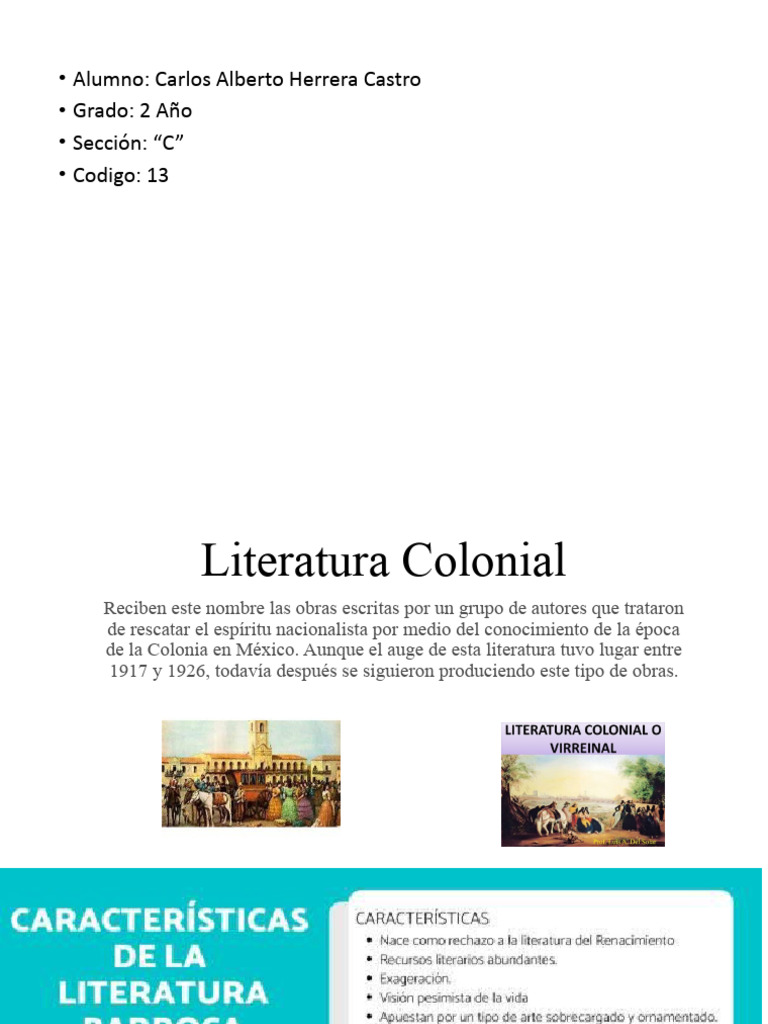 Presentacion Literatura Colonial | PDF