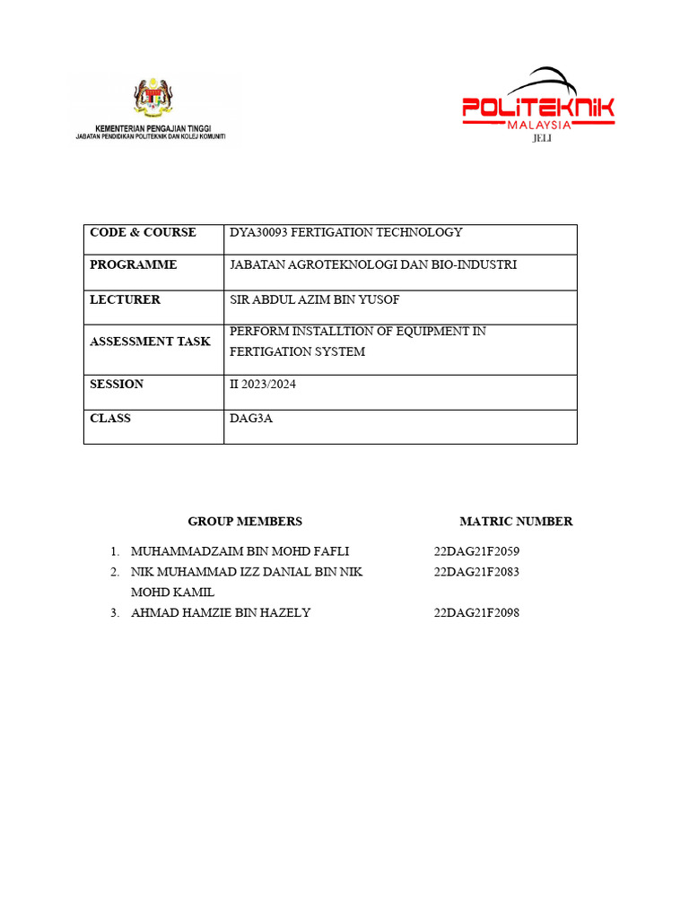 Fertigation System Installation Guide | PDF | Environmental Engineering ...