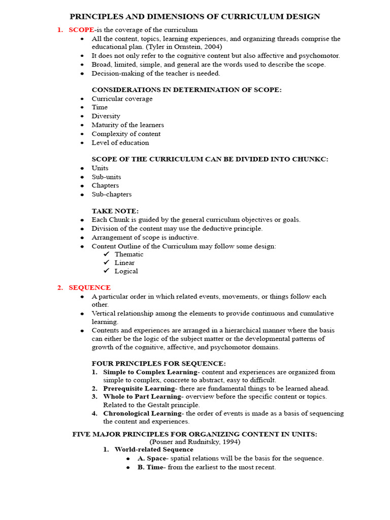 Principles and Dimensions of Curriculum Design | PDF | Career & Growth