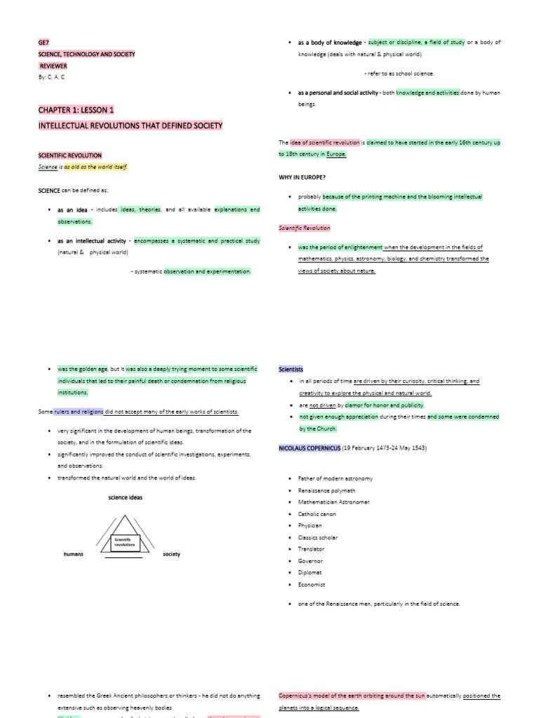Ge7 Sts Reviewer Ch.1 & 2 | PDF