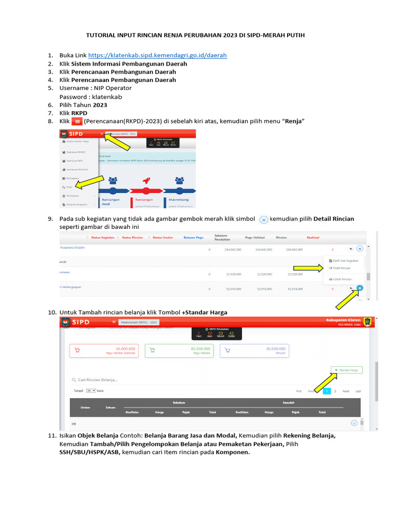 Tutorial SIPD-Merah Putih - Input Rincian Renja Perubahan 2023 | PDF
