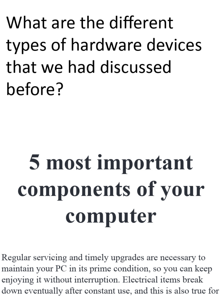 Lesson 3 5 Major Components of PC | PDF | Random Access Memory | Central Processing Unit
