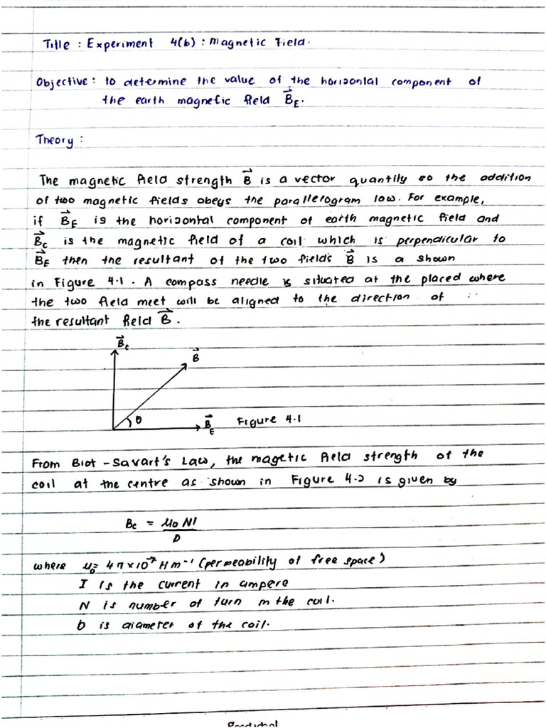 LAB REPORT EXP 4 (Magnetic Field) - PHYSIC | PDF