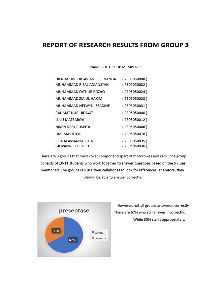 Report of Research Results From Group 3 | PDF