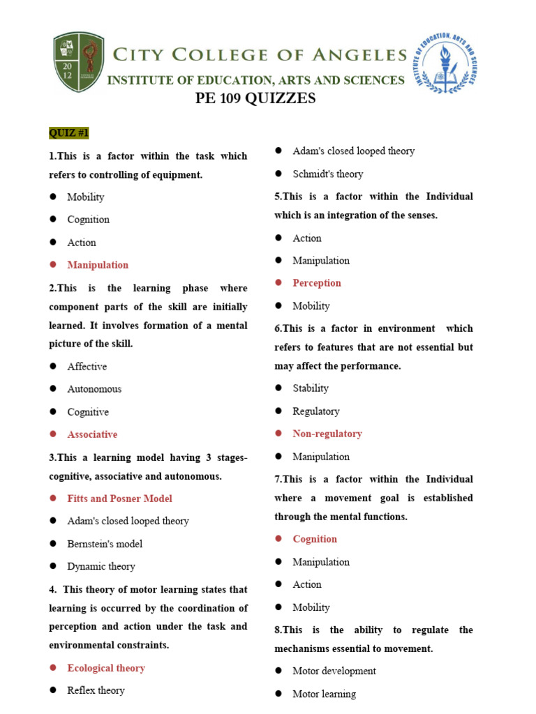 Pe 109 Midterm Review Questions | PDF | Attention | Skeletal Muscle Pe 109 Midterm Review Questions | PDF | Attention | Skeletal Muscle