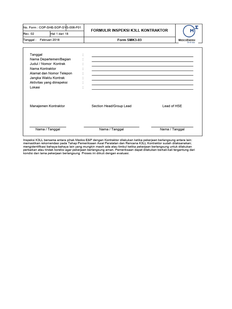 SMK3L Form | PDF