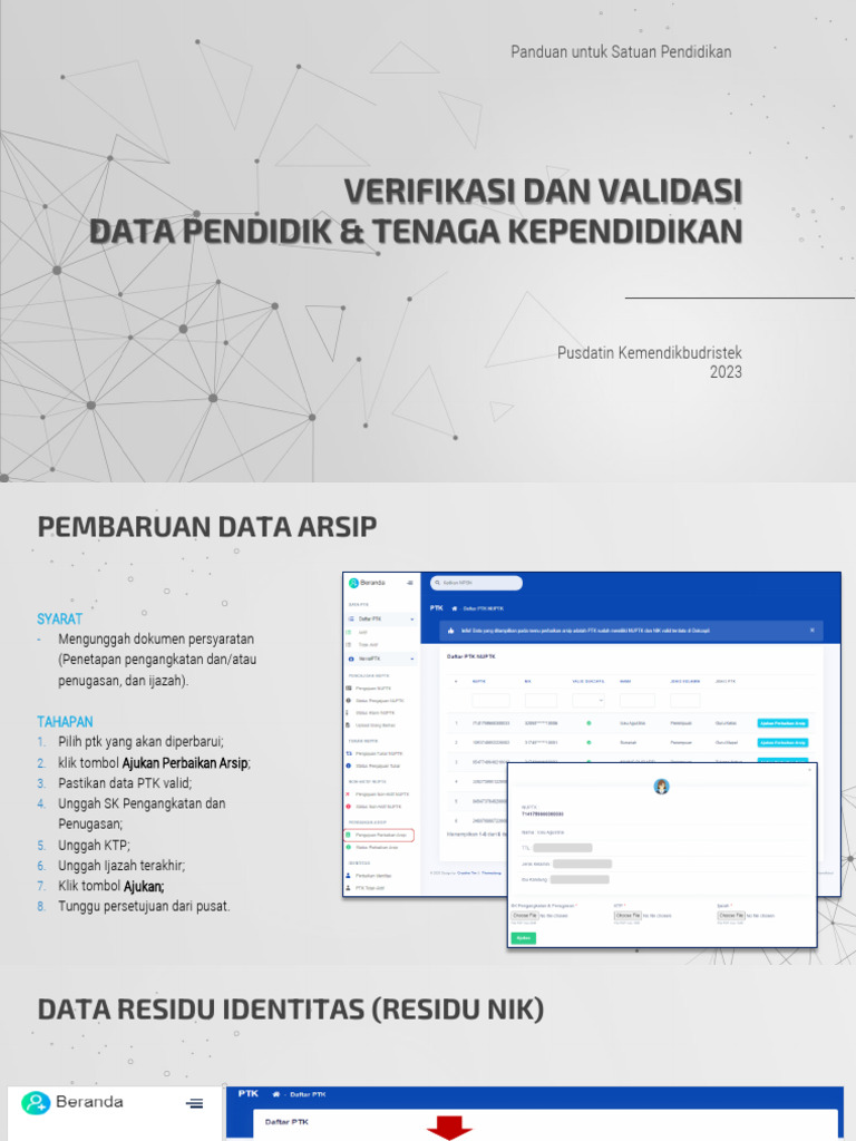 Verifikasi Validasi - PTK Untuk Satuan Pendidikan | PDF