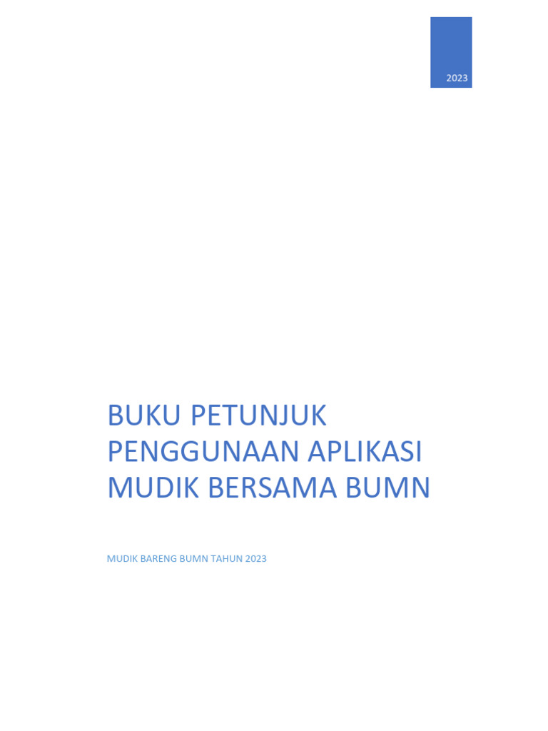 Manual Book Aplikasi Mudik BUMN 2023 | PDF