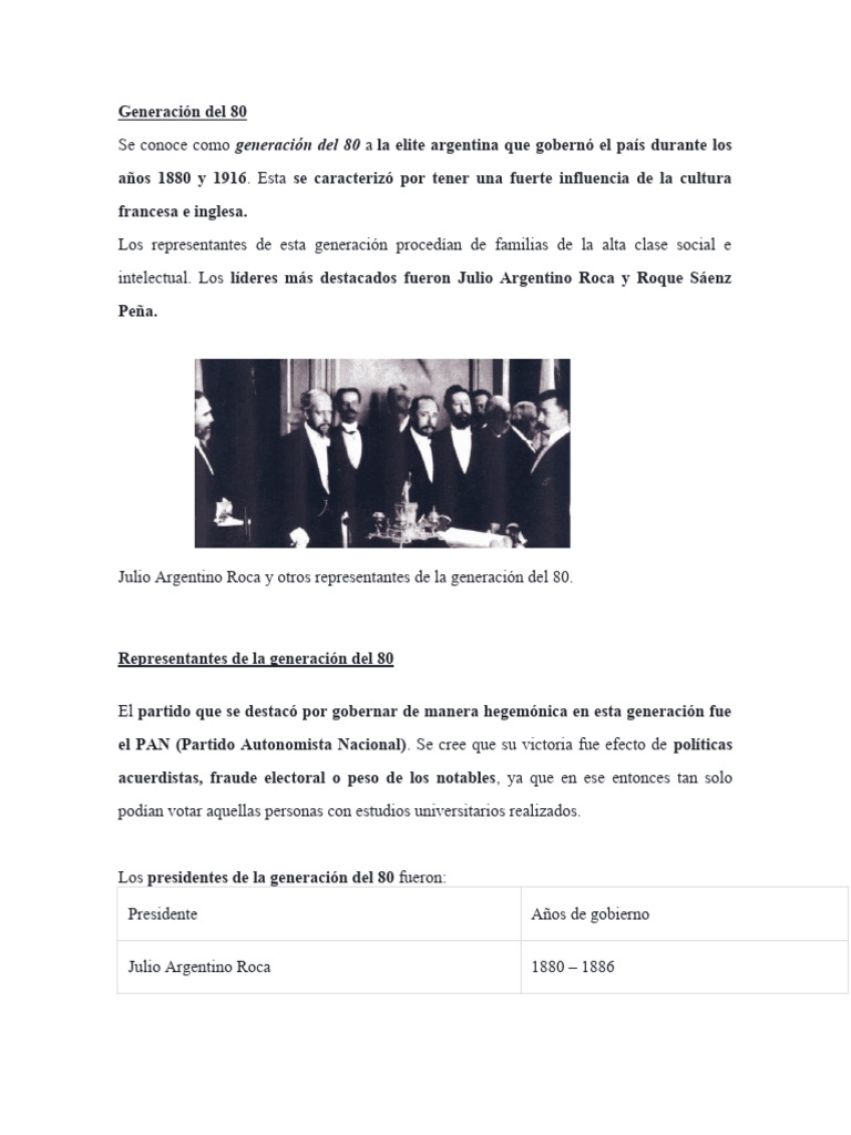 Clase Generación Del 80 | PDF | América del Sur | Argentina